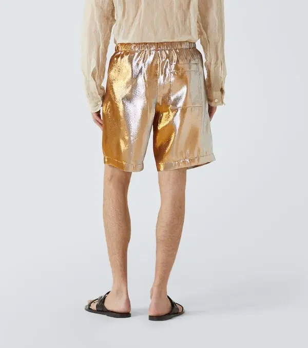 Dries Van Noten Metallic Shorts - Gold