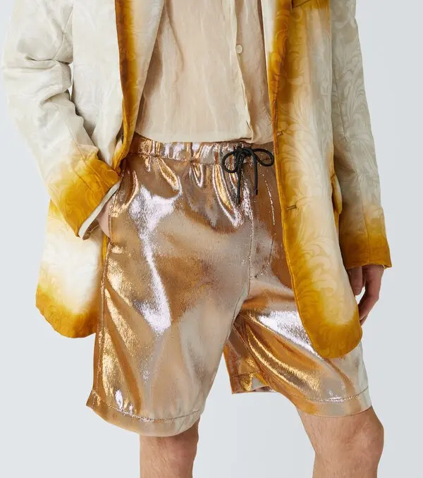 Dries Van Noten Metallic Shorts - Gold