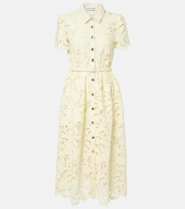 SELF-PORTRAIT Lace-trimmed Midi Dress