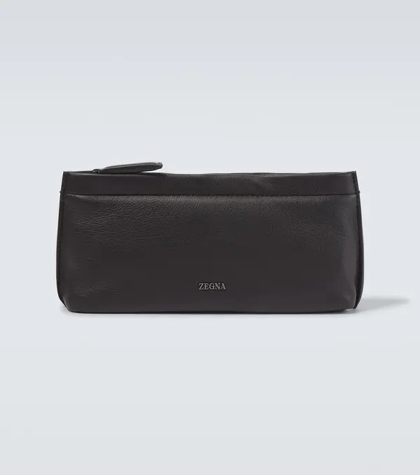 Zegna Secondskin Leather Toiletry Bag - Brown