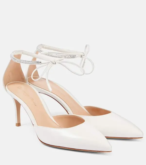 GIANVITO ROSSI Bridal Montecarlo D'orsay 70 Leather Pumps - White