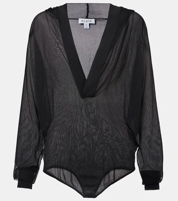 Alaïa Sheer Hooded Bodysuit