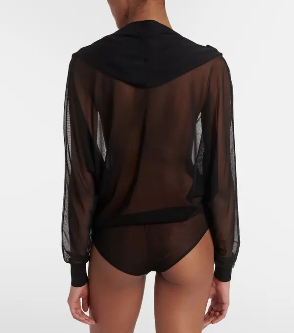 Alaïa Sheer Hooded Bodysuit