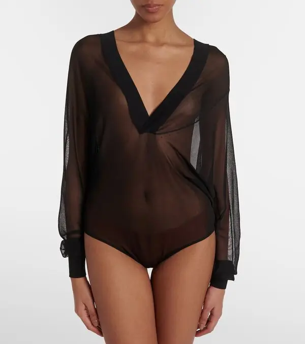 Alaïa Sheer Hooded Bodysuit