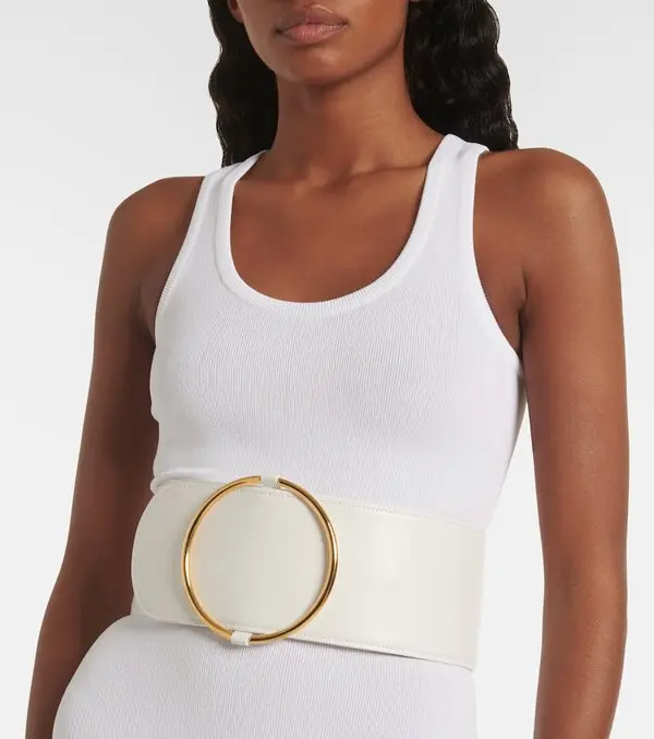 Alaïa Ring Leather Belt - White
