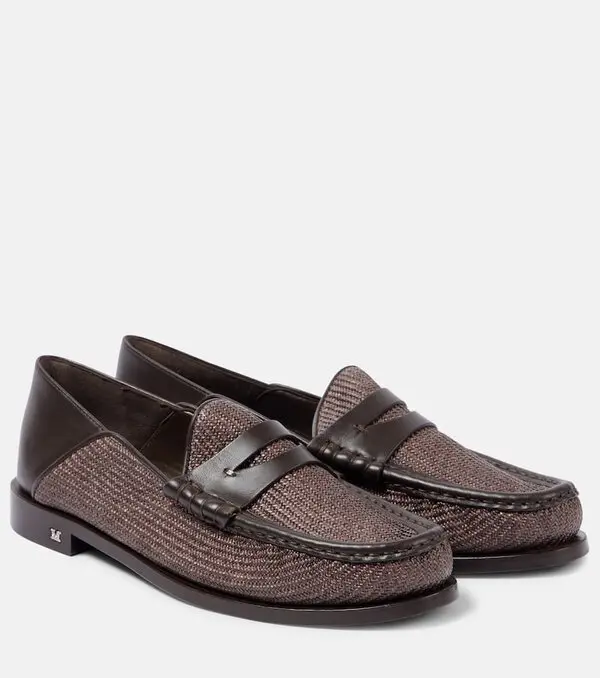 Max Mara Raffia-effect Penny Loafers