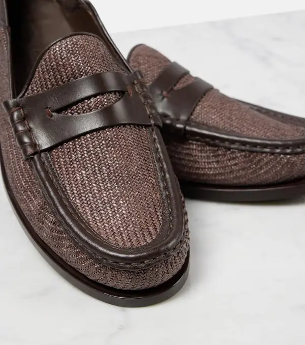 Max Mara Raffia-effect Penny Loafers