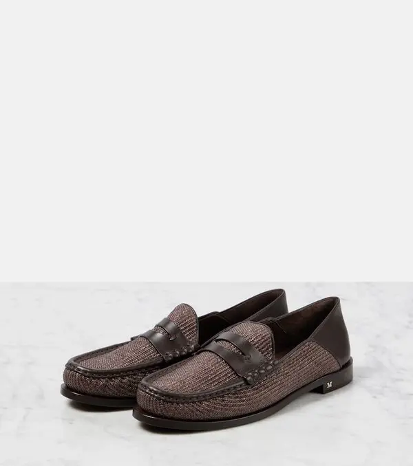 Max Mara Raffia-effect Penny Loafers