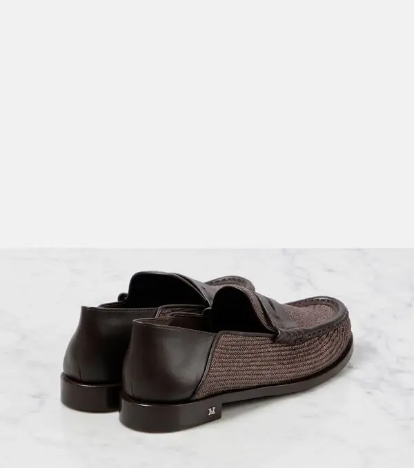 Max Mara Raffia-effect Penny Loafers