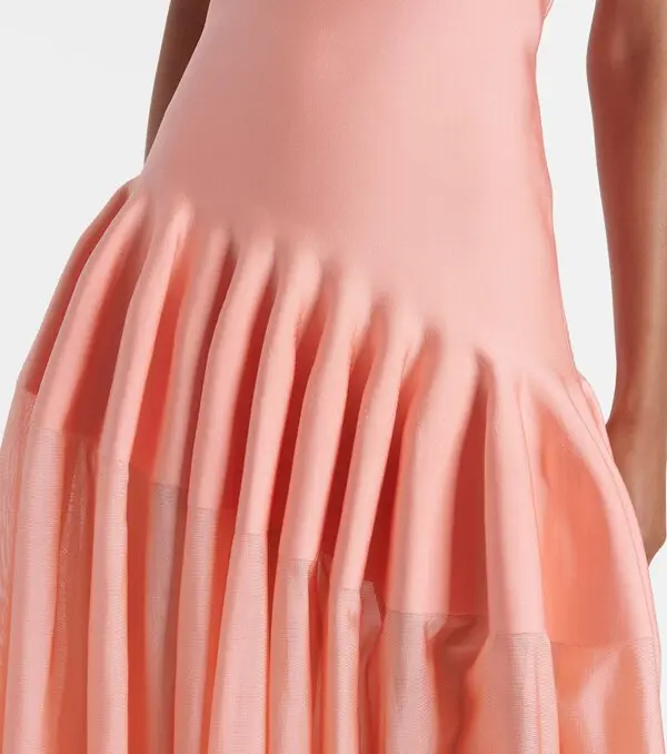 Alaïa Pleated Strapless Maxi Dress
