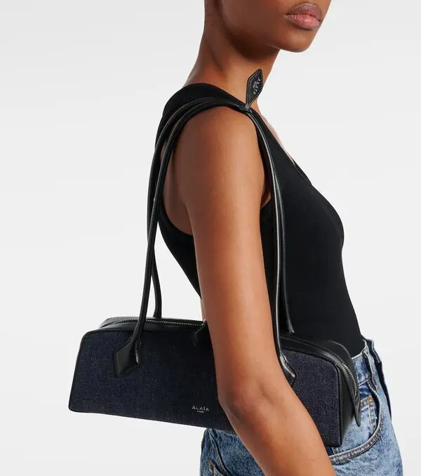 Alaïa Le Teckel Medium Denim Shoulder Bag - Blue