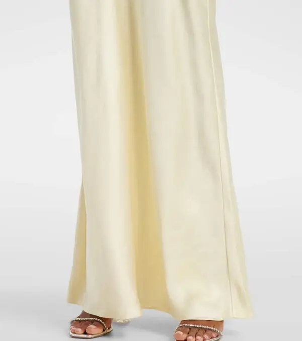 SELF-PORTRAIT Floral-applique Satin Maxi Dress