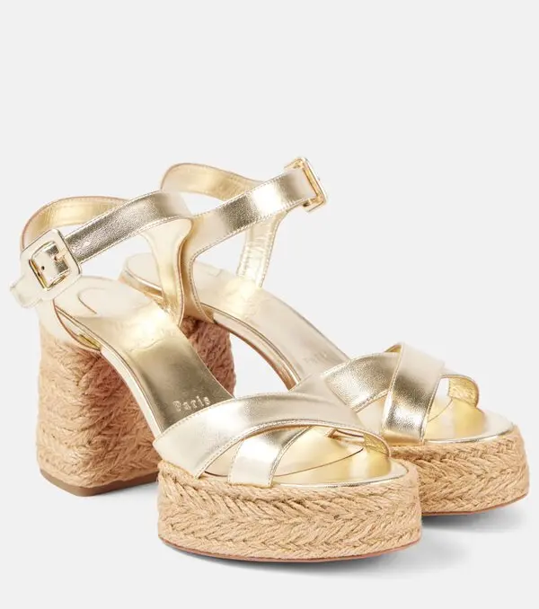 CHRISTIAN LOUBOUTIN Calakala 85 Metallic Leather Platform Sandals