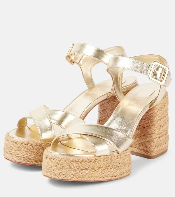 CHRISTIAN LOUBOUTIN Calakala 85 Metallic Leather Platform Sandals
