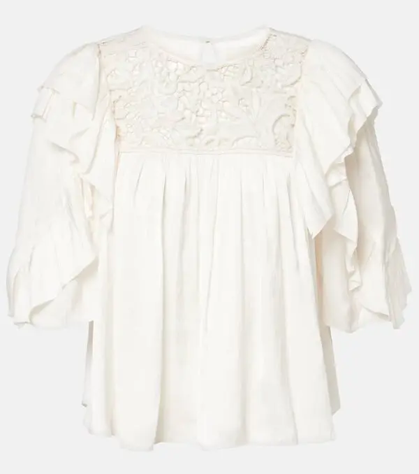 Isabel Marant Étoile Syrane Lace-trimmed Ruffled Top