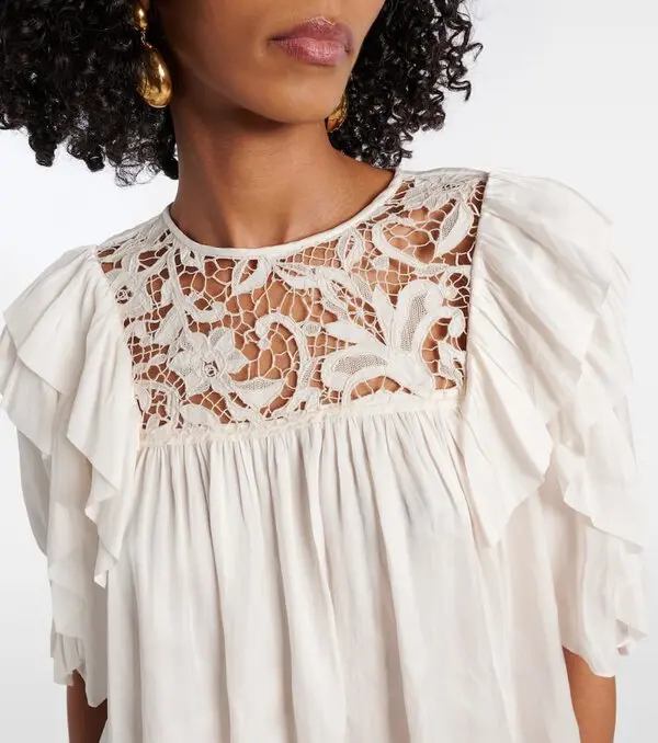 Isabel Marant Étoile Syrane Lace-trimmed Ruffled Top