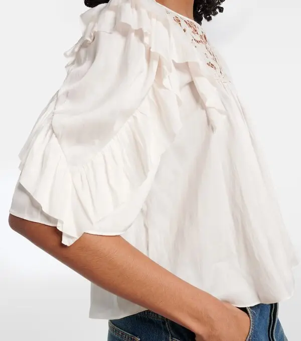 Isabel Marant Étoile Syrane Lace-trimmed Ruffled Top