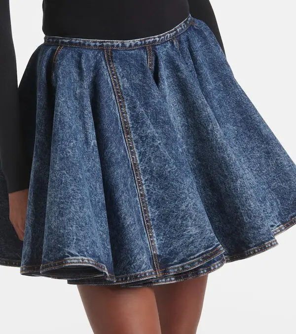 Alaïa Pleated Denim Miniskirt