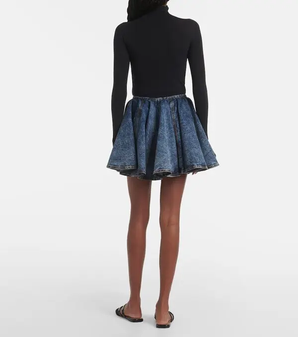 Alaïa Pleated Denim Miniskirt
