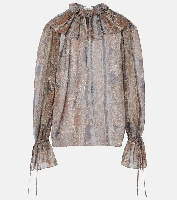 Saint Laurent Paisley Silk Georgette Blouse