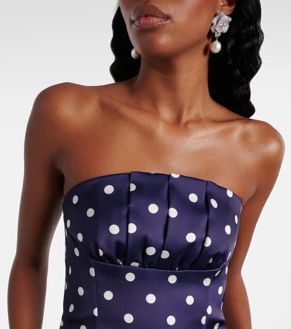 SELF-PORTRAIT Polka-dot Strapless Cocktail Dress
