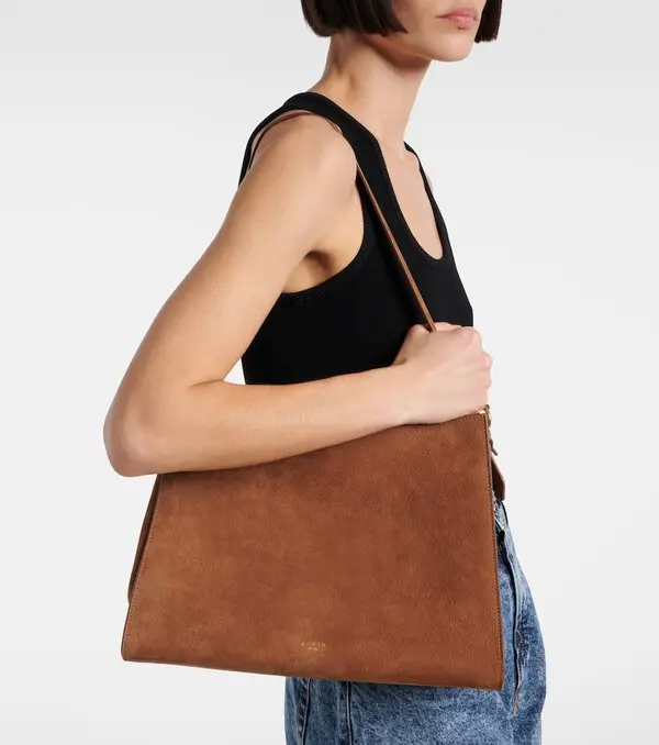 Alaïa Le Click Medium Suede Shoulder Bag - Brown