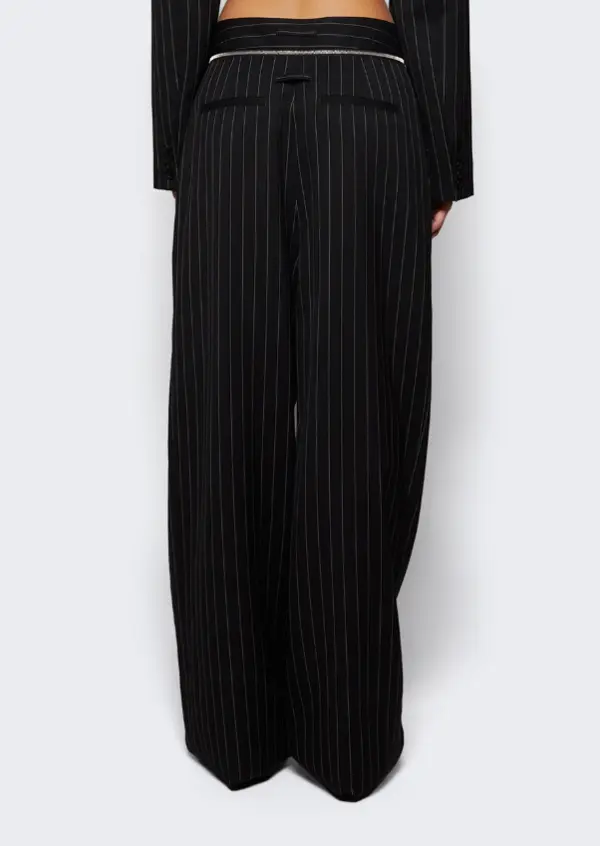JEAN PAUL GAULTIER Pinstripe Wool Belted Suit Pants