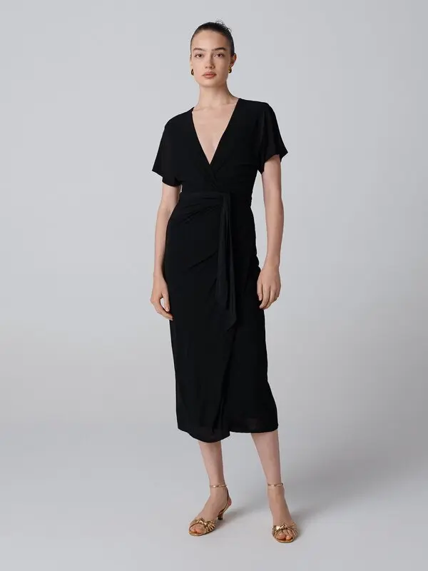 black button dress shirt Diane von Furstenberg Women's Zion floral Wrap Dress - Camellias Black main image 1