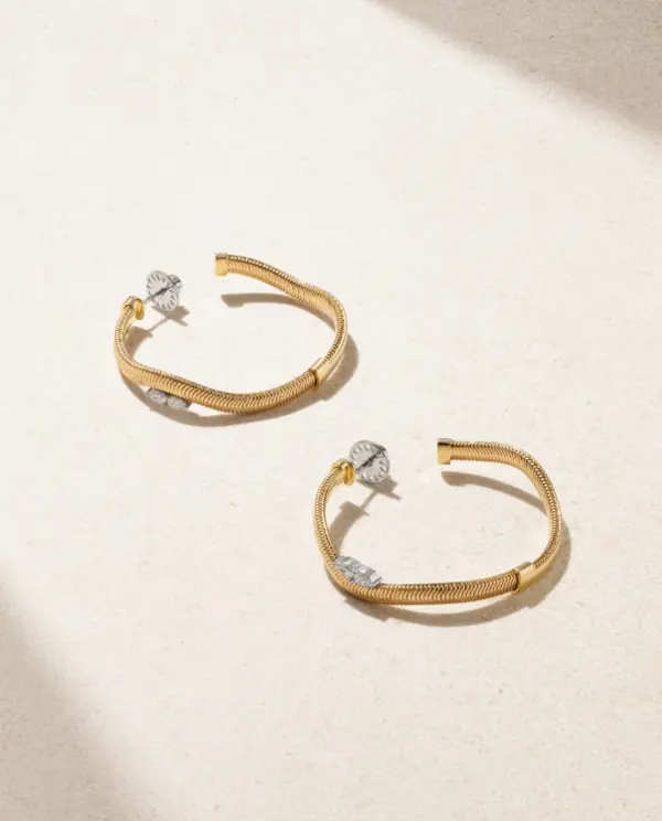 Nikos Koulis Feelings 18-karat White And Yellow Diamond Hoop Earrings - Gold