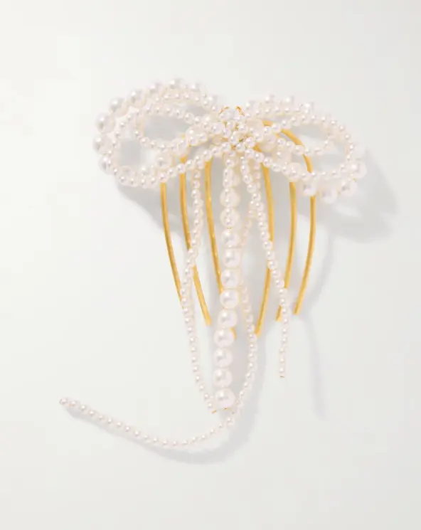 Completedworks Gold-plated Faux Pearl Hair Comb - Ivory