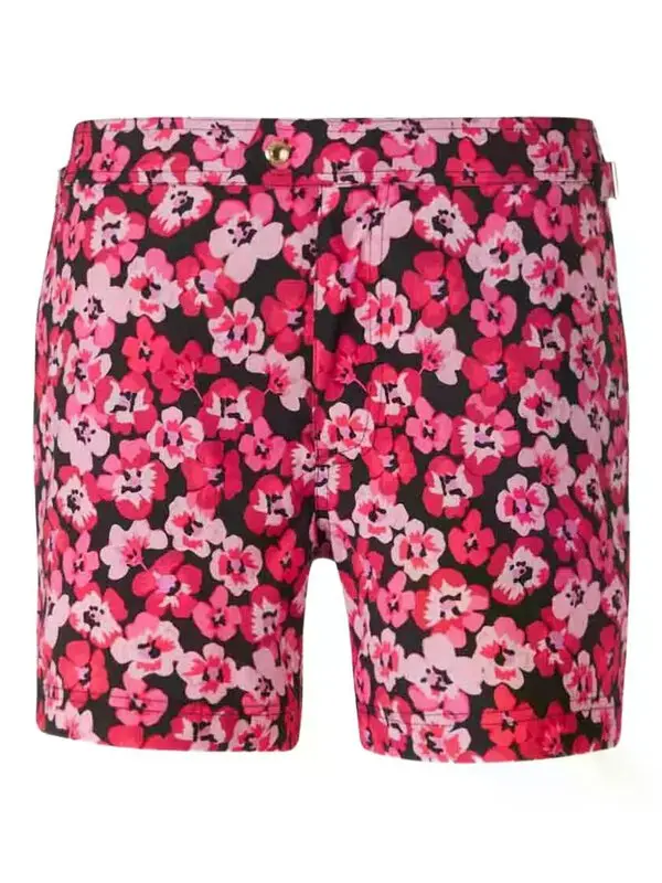 TOM FORD Floral-print Swim Shorts - Black