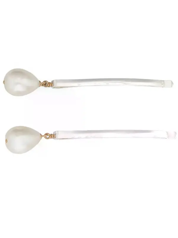 BEATRIZ PALACIOS Pearl Drop Hair Pins - Silver
