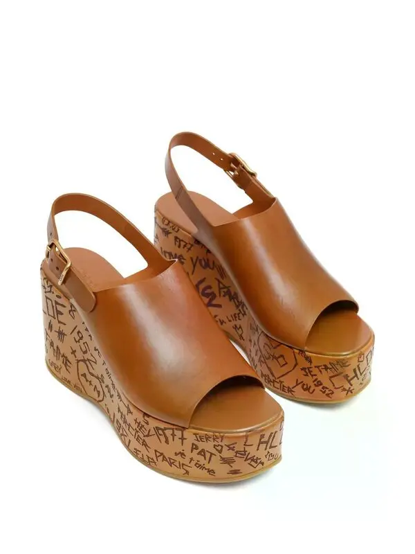 Chloé 130mm Maxime Wedge Sandals - Brown