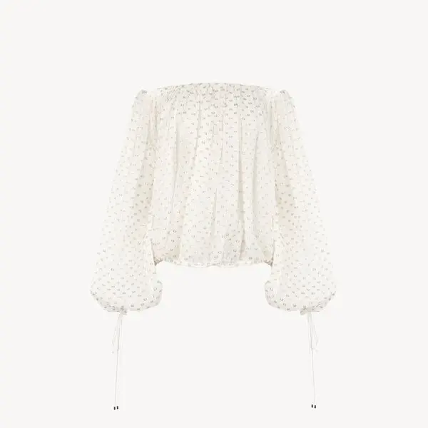 Chloé Gathered Off-the-shoulder Top