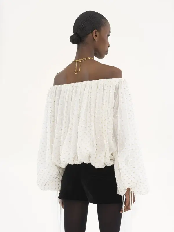 Chloé Gathered Off-the-shoulder Top