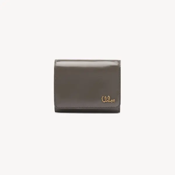 Chloé Small Iconic Tri-fold With Coin Pocket In Shiny Leather