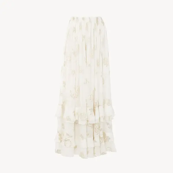 Chloé Fluid Maxi Skirt In Silk Jacquard & Lurex