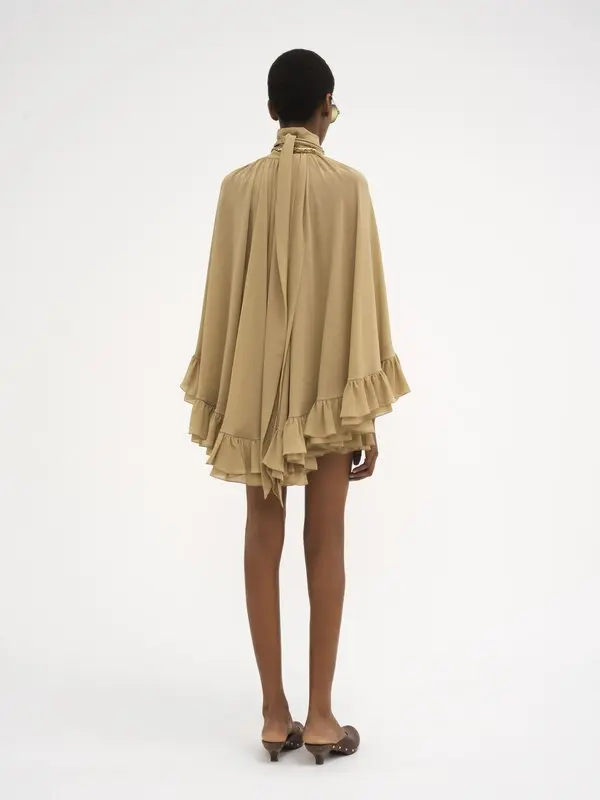 mini cape dress in silk georgette Mini Cape Dress