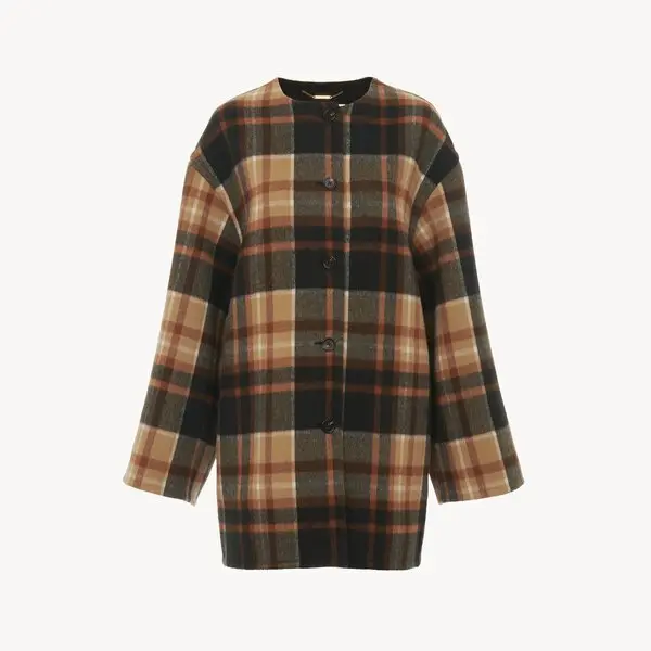 Chloé Checked Wool Mid-length Coat