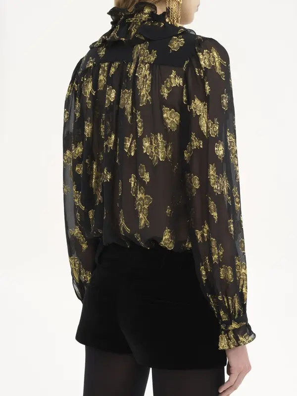 Chloé Gathered Blouse In Silk Jacquard & Lurex