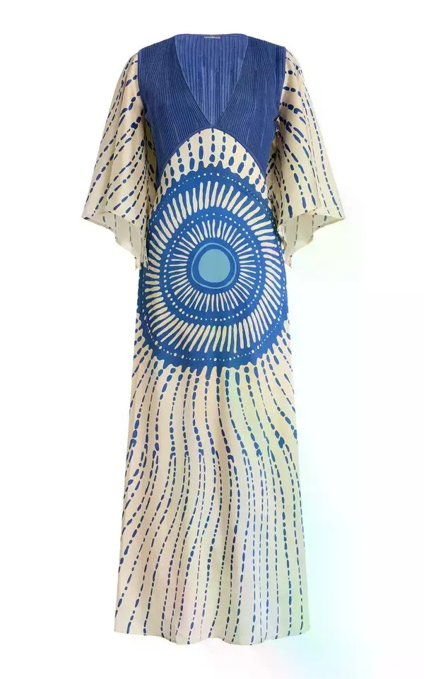 Alexis Matani Printed Satin Maxi Dress - Blue