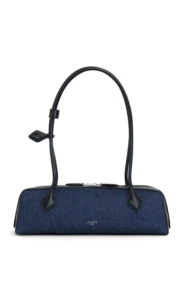 Alaïa Le Teckel Medium Denim Shoulder Bag - Dark Wash
