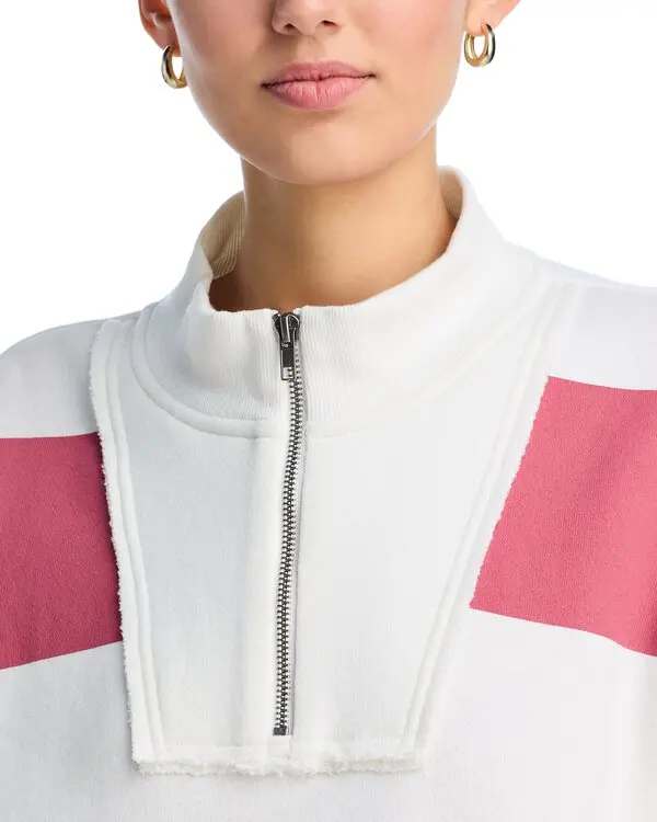 Vintage Havana Striped French Terry Half Zip Sweatshirt