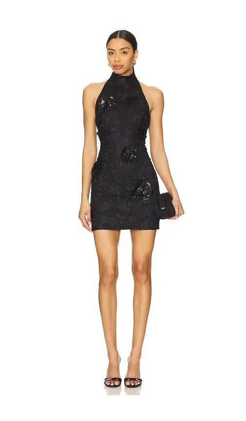 ROTATE BY BIRGER CHRISTENSEN Mesh Flower Mini Dress