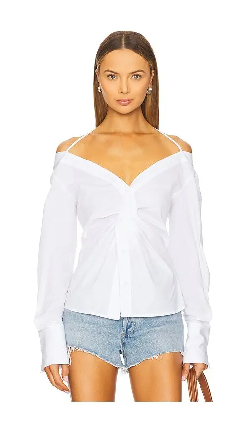 Good American Poplin Off Shoulder Top