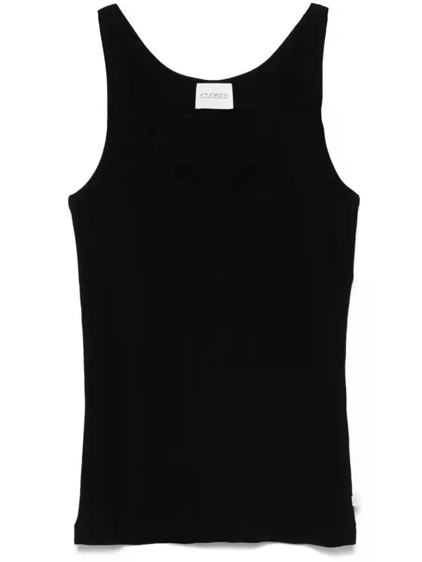 Closed Cotton Tank Top - Black