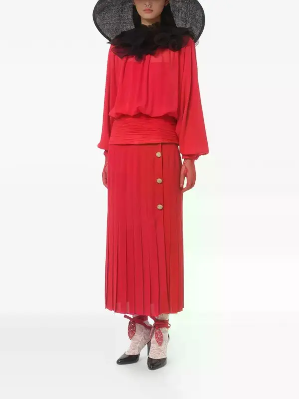 Valentino Garavani Georgette Midi Skirt - Red