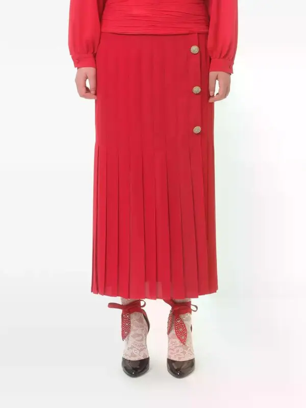 Valentino Garavani Georgette Midi Skirt - Red