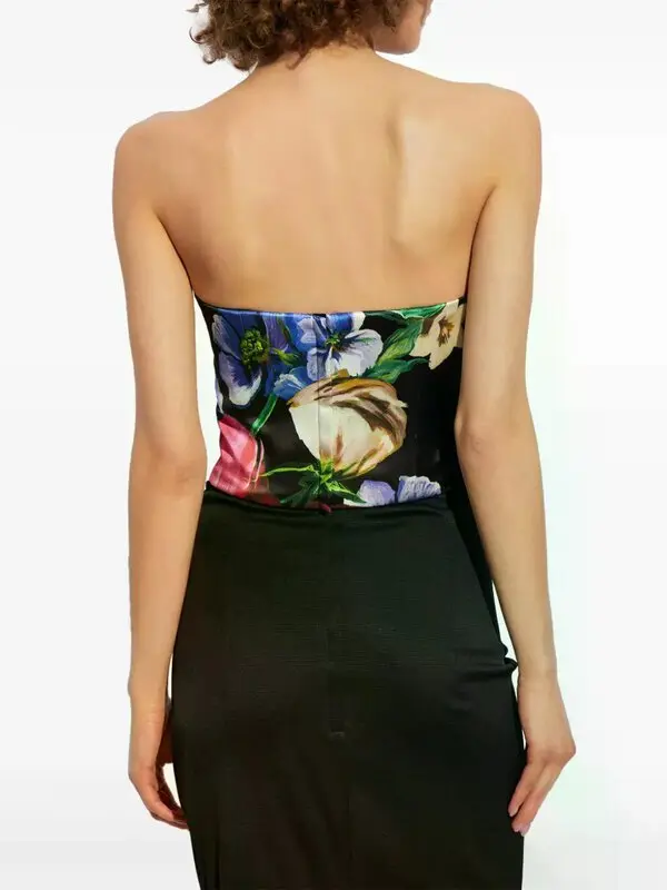 Dolce & Gabbana Rose-print Strapless Top