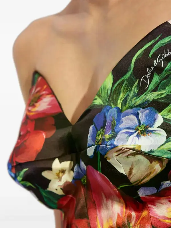 Dolce & Gabbana Rose-print Strapless Top